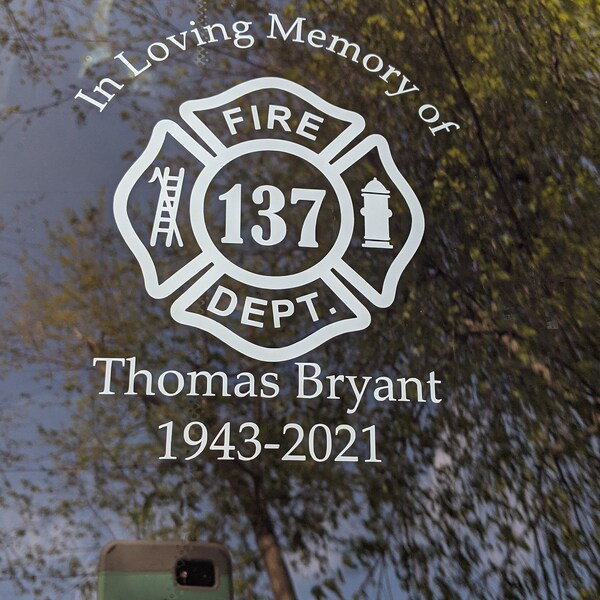 Firefighter Memorial Car Decal, Custom in Loving Memory Sticker, First ...