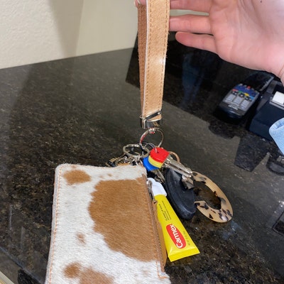 100% Brazilian Cowhide Keychain With Leather Backing. - Etsy