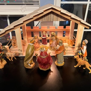 Handmade Wooden Christmas Nativity, Manger, Stable With Light. Rope ...