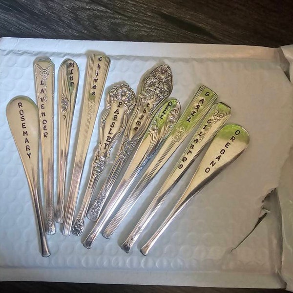 Handmade Garden Marker Set of 5 Herb Marker Vintage Upcycled Christmas ...