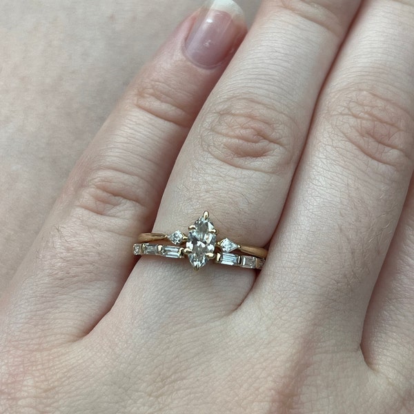 Open Baguette Moissanite Wedding Band, 14K Yellow Gold Customize ...