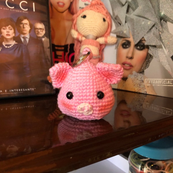 Mini Crochet Animals Cute Pig Head Key Chain— CROCHET PDF PATTERNS - Etsy