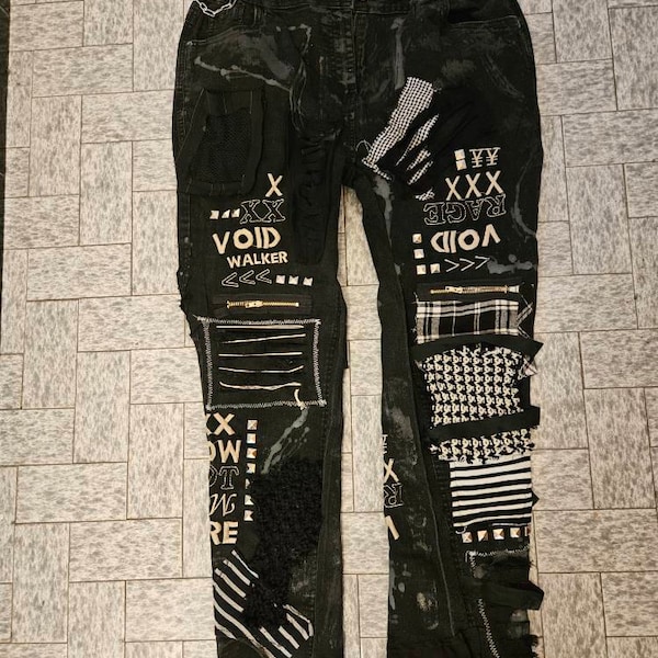 Custom Handmade Punk Rock Goth Emo Metal Cyber Dark Ripped Crazy Weird
