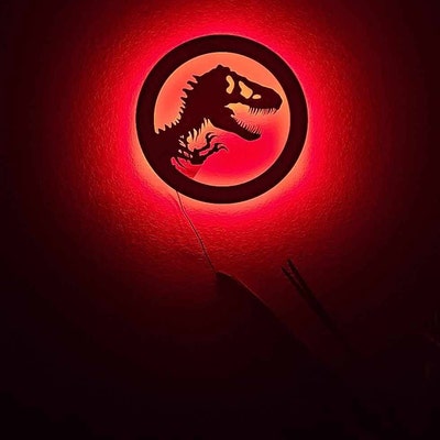 Personalised T-rex Metal Wall LED Light, Night Light, T Rex Light ...