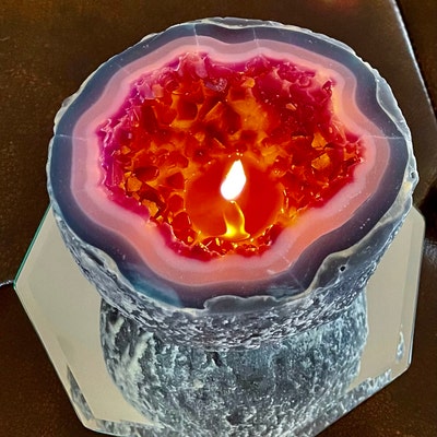 Malachite Matrix Crystal Geode Pillar Candle FREE SHIPPING - Etsy