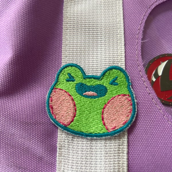 Cute Frog Iron on Patch for Clothes, Backpacks, Hats, Bags, Etc ...