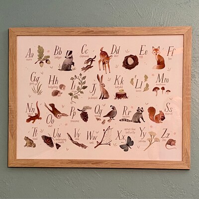Horizontal Woodland Alphabet Poster, Landscape Woodland Alphabet Print ...