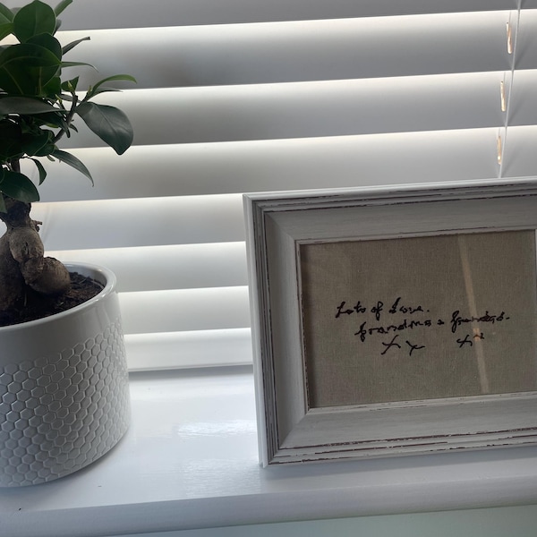 Handwritten Embroidery Art - Custom Framed Message From a Loved One ...