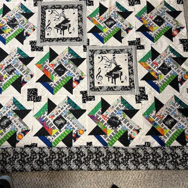 Black and White Piano Fabric - Piano Music by Leahvanlutz - Black and ...