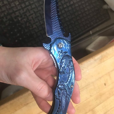 9 Tactical Black Jumbo Spring Assisted Open Blade Folding - Etsy