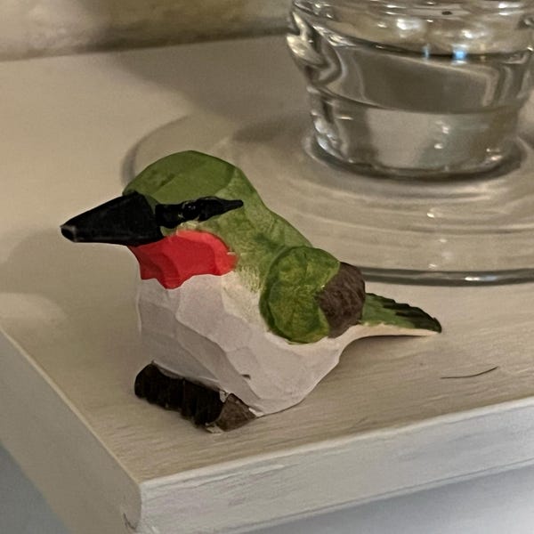Hummingbird Wooden Figurine | Hand-carved Ruby-throated Rustic Bird ...