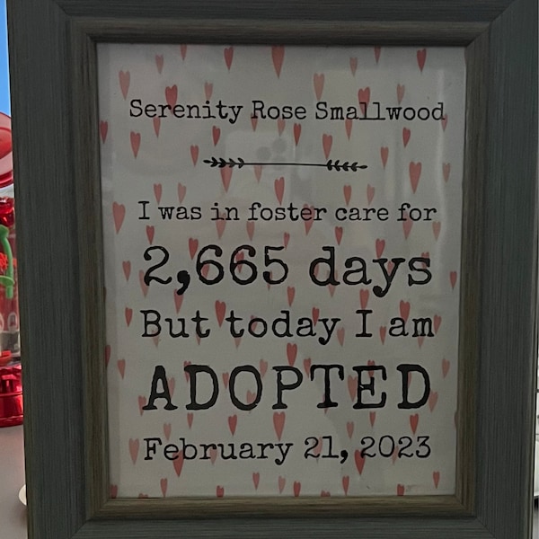 Personalized Foster Care Adoption Sign // Days in Foster Care ...