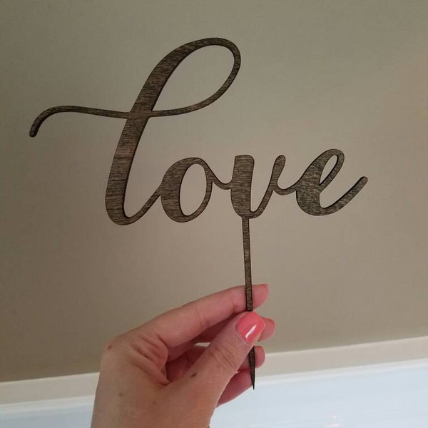 Rustic LOVE Wedding Cake Topper - Wooden Cake Topper - Engagement Cake ...