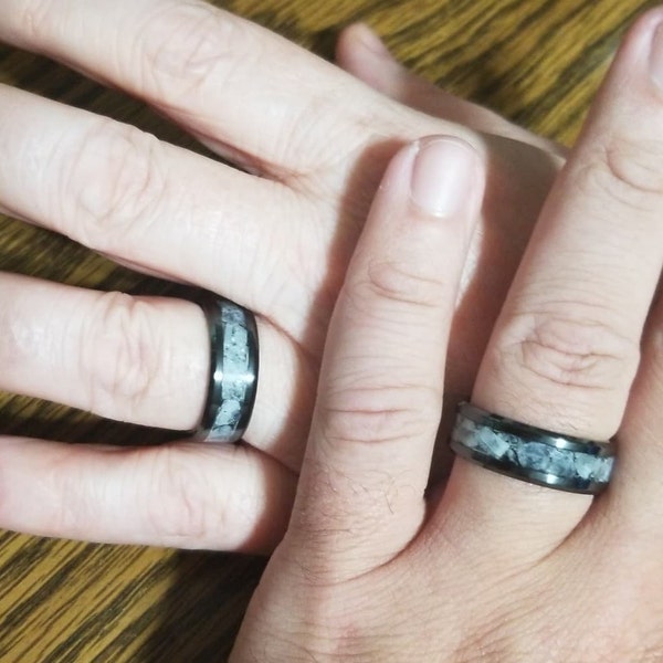 Black Ceramic and Moonstone Wedding Band - Black Ceramic Ring With ...