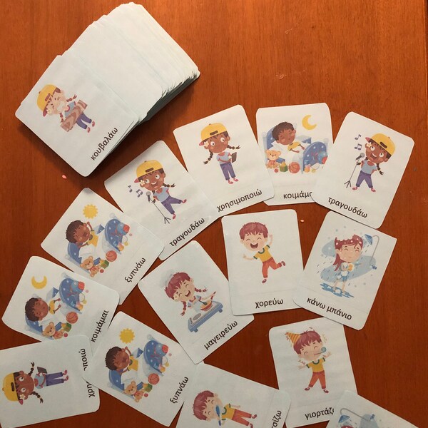 INDOOR ACTION VERBS Greek Edition 20 Greek and 20 English Editable ...