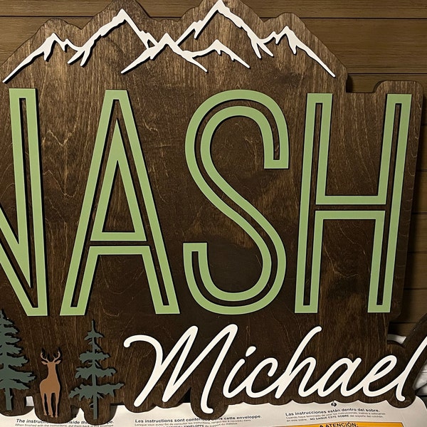 Custom Woodland Theme Name Sign, Wildlife Nursery Decor, Woodland 3D ...