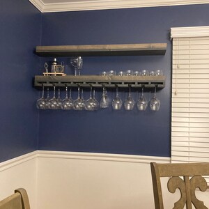 Wood Wine Rack the Ryan Wall Mounted Shelf & Hanging | Etsy