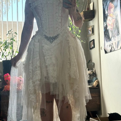 Boho Beach Wedding Antique Fairy Airy Skirt, Ragged Antique Fabric ...