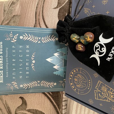 Rune Stones Gift Set Includes 21 Page Guide Book and Free Satin Lined ...