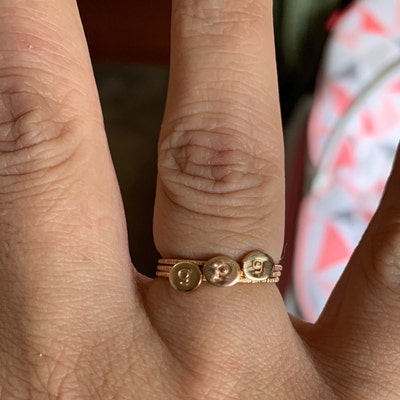 Stacking Initial Rings Gold-filled Set of Three, Custom, Personalized, Monogram Ring, Stackable ...
