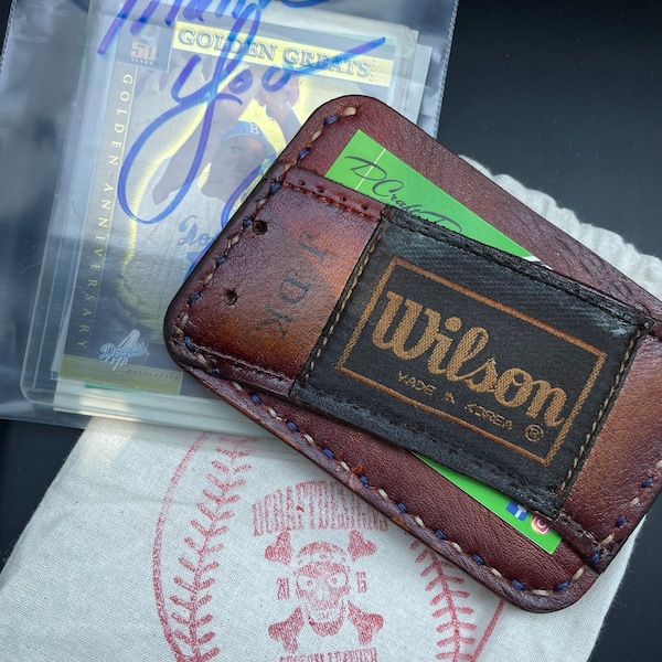 Minimalist Leather Three Pocket Baseball Wallet Featuring Baseball ...