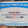 Official White / Black Privilege ID Card - Thick Plastic Card - Full ...