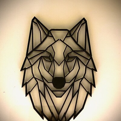 Geometric Wolf Hanging Wall Art Wolf Wall Decor Wolf Head Wolf Statue ...