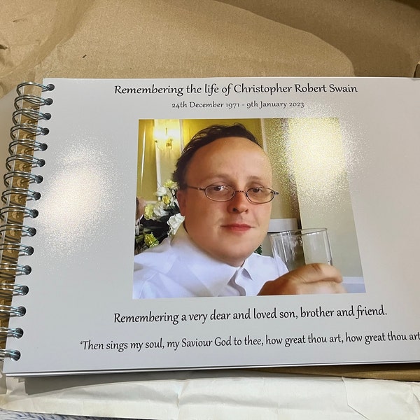 Personalised Condolence Guest Book, Book of Condolence, in Loving ...