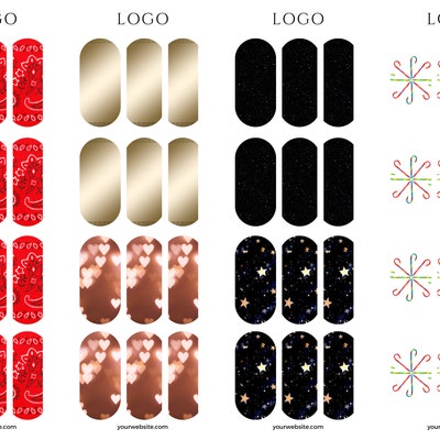 Nail Decal Template Digital A4 Size Instant Download 5 Customizable ...