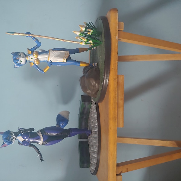 Furry Fox Girl Figure | Blue Anthro Vixen Statue | Sci-fi Gamer Gift ...