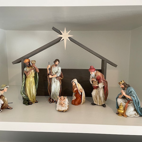 Rustic Handmade Western Red Cedar Wood Christmas Nativity Stable Manger ...