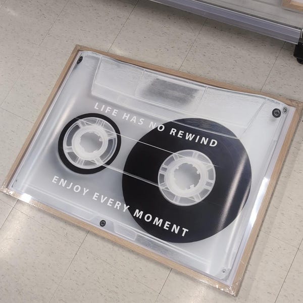 Retro Cassette Wall Art, Life Has No Rewind Quote - Vintage Tape Decor ...