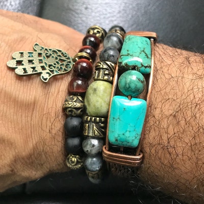 Lariat Necklace Mens Long Necklace High Fashion Boho Necklace Tiger Eye ...