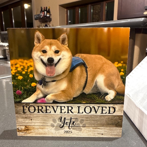 Personalized Pet Memorial Printed 4" or 6" - Wood Photo Block - Dog ...
