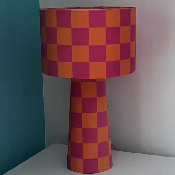 Velvet Checkerboard Portable Lamps in Pink & Orange Tutti Frutti. 3 ...