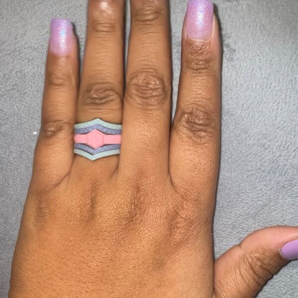 Designed Silicone Wedding Ring for Women. Set of Thin and Stackable ...