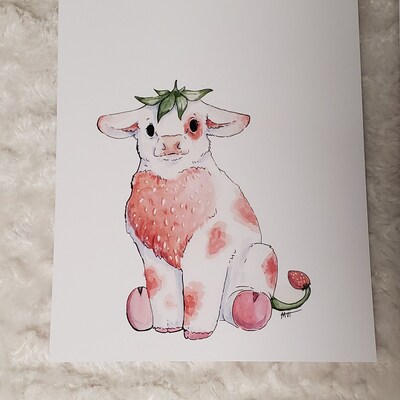 Strawberry Cow Print - Etsy