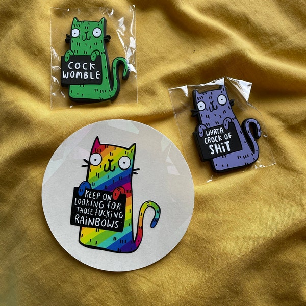 What A Crock of Shit Fridge Magnet Sweary Rainbow Cats Fridge Magnet ...