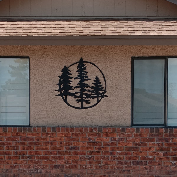 Pine Tree Metal Wall Art for Home or Cabin, Hanging Forest Wall Art to ...