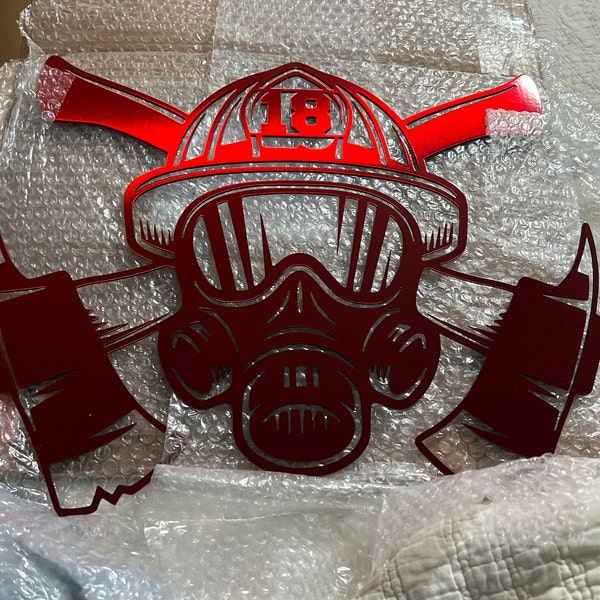 Metal Firefighter Helmet and Axe Sign - Personalized Firefighter Gift ...