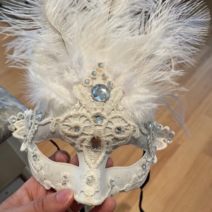 WHITE Masquerade Mask, Mardi Gras Masquerade Mask, Jubilee Costume Mask ...