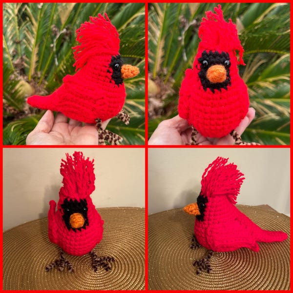 Cardinal Crochet Amigurumi Pattern PDF - Realistic Cardinal - Etsy