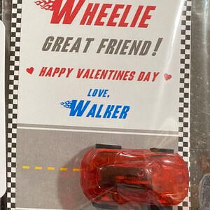 Wheelie Valentines Day Cards, PRINTED Race Car Valentine's Day Cards ...