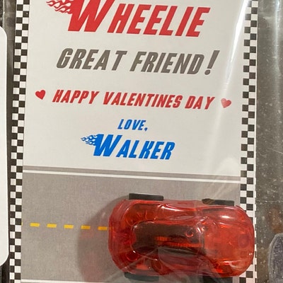 Wheelie Valentines Day Cards, PRINTED Race Car Valentine's Day Cards ...