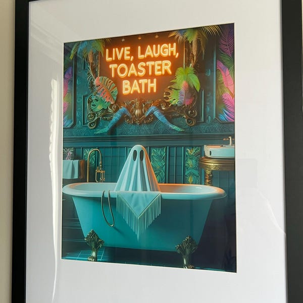 Live, Laugh, Toaster Bath - Tropical Gothic Bathroom Decor, Funny Ghost ...