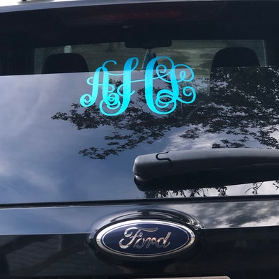Glittery Custom Monogram Car Window Decal Script Vine Personalized ...
