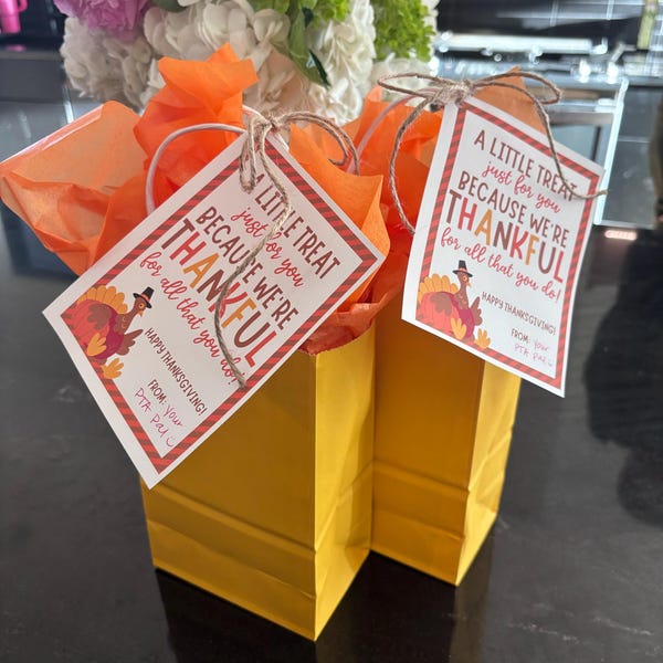 Thankful Gift Tag, Teacher Thanksgiving Gift Tag, PTA Teacher Gift Tag ...