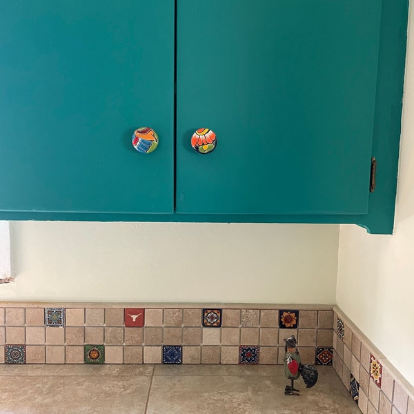 8 Multicolor Talavera Knobs - Etsy