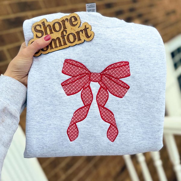 Big Plaid Bow Machine Embroidery File Design - 5x7 Inch Hoop - Blue Bow ...