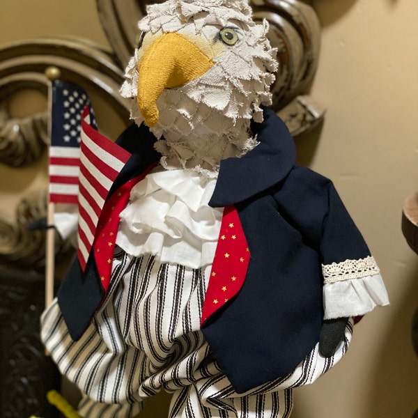 Primitive Patriotic Bald Eagle Decor | Patriotic Cloth Doll | Fourth of ...